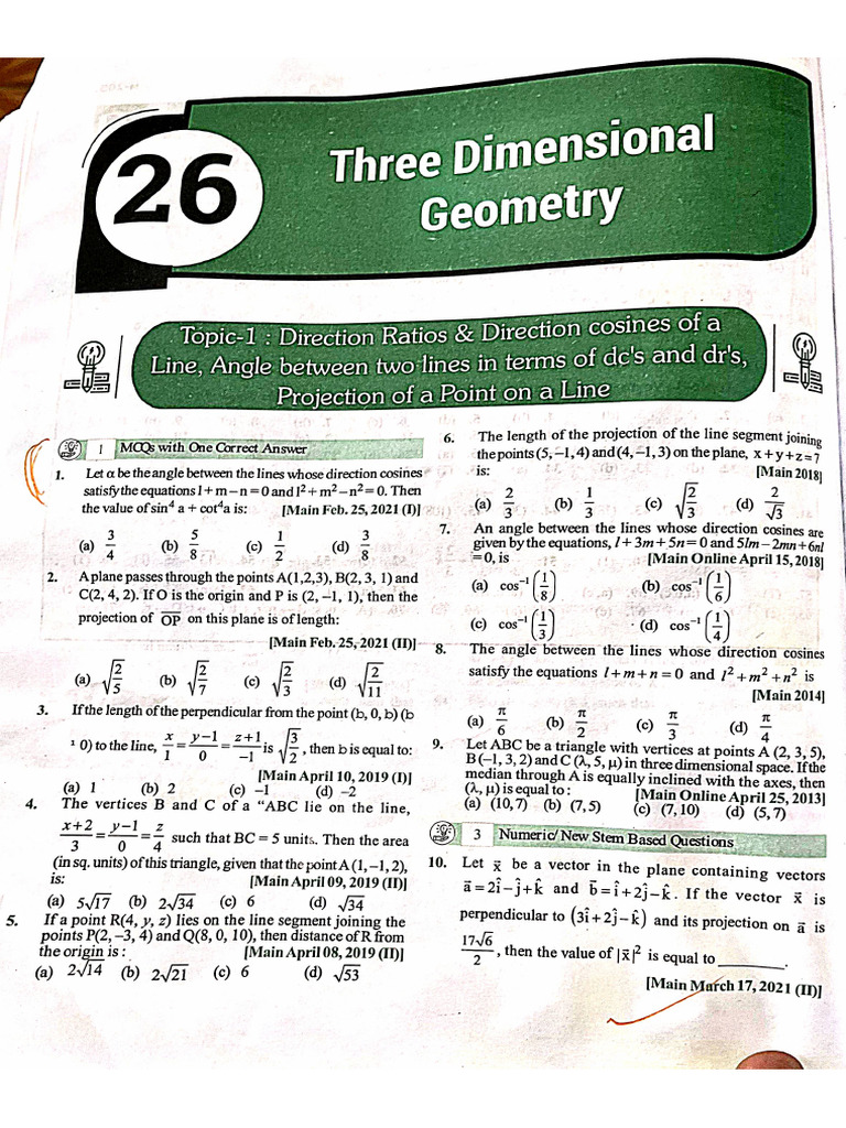 Three Dimensionsal Geometry | PDF