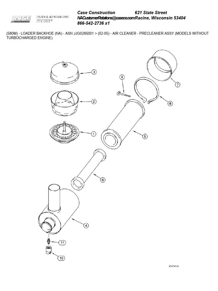 Case 580M Backhoe Air Cleaner Parts | PDF | Technology & Engineering
