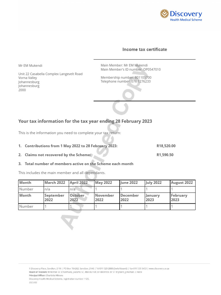 Income Tax Certificate for 2023 | PDF