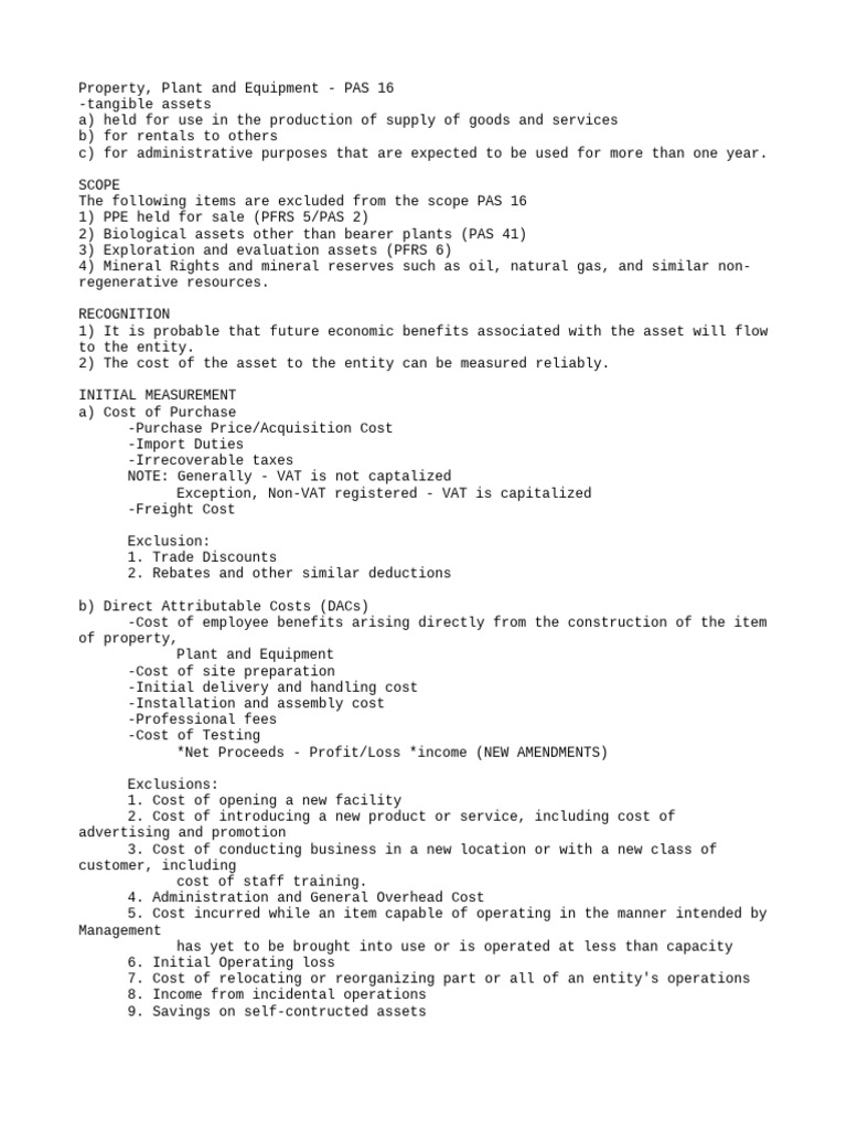Property, Plant and Equipment Lecture Notes | PDF | Expense | Fair Value