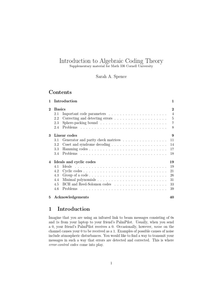 Supplementary Material for Coding Theory | PDF | Matrix (Mathematics ... Supplementary Material for Coding Theory | PDF | Matrix (Mathematics ...