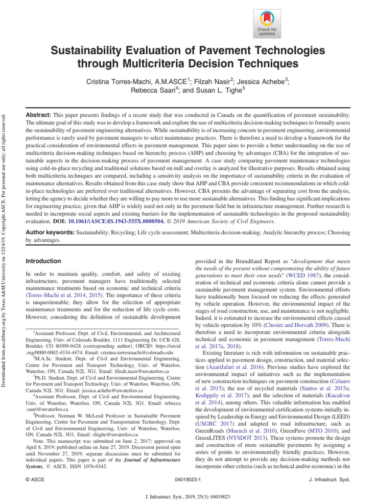Torres Et Al (2019) Evaluation of Pavement Alternative With Multicreteria | Download Free PDF ...