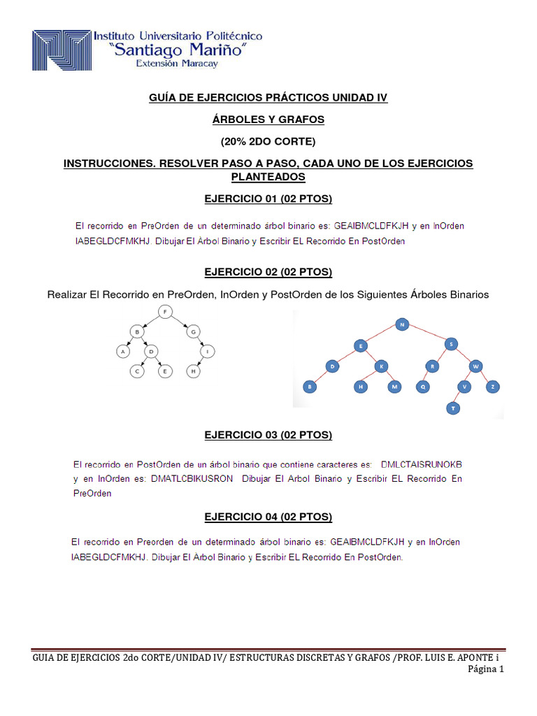 GUÍA DE EJERCICIOS PRÁCTICOS UNIDAD IV_ | PDF | Algoritmos y Estructuras de Datos
