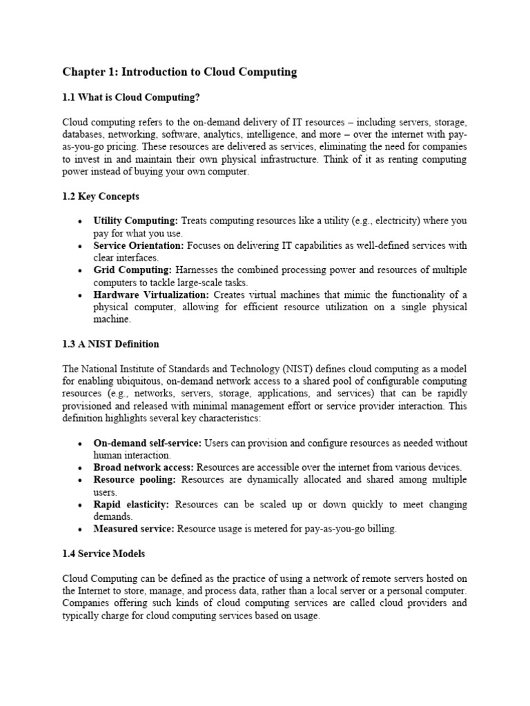 Introduction To Cloud Computing | PDF | Cloud Computing | Software As A Service