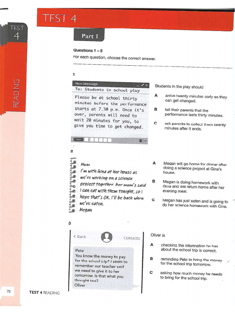 PEARSON PET TEST 4 | PDF