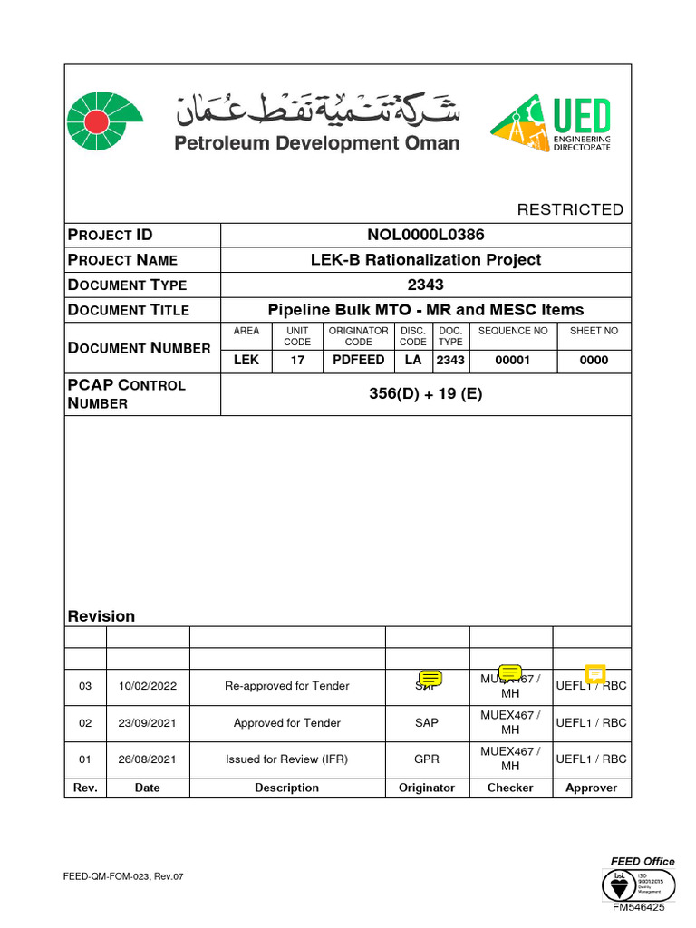 Pipe Line Lekhwair B Mto | PDF | Pipe (Fluid Conveyance) | Plumbing