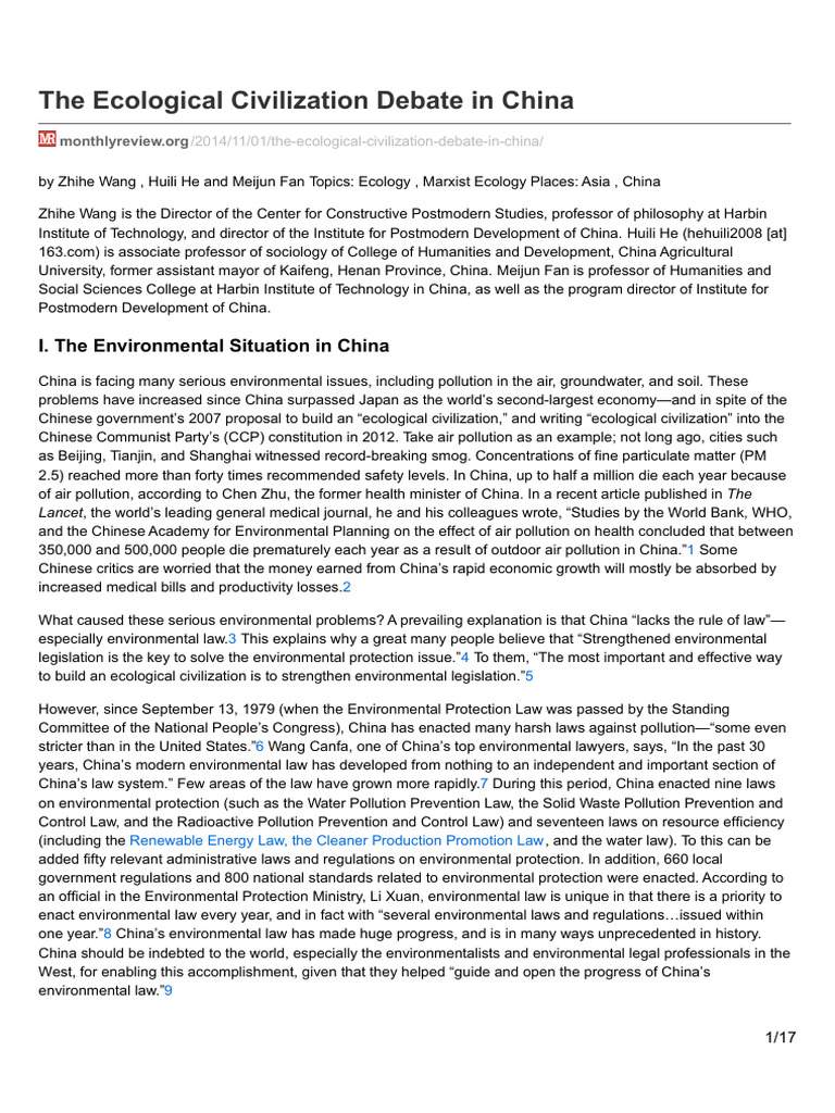 Ecological Civilization Challenges in China | PDF | Marxism | Capitalism