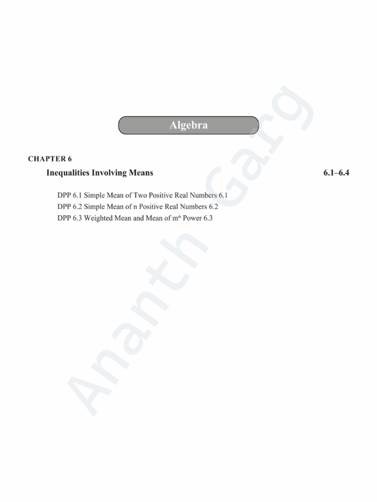 Inequalities Involving Means DPP | PDF