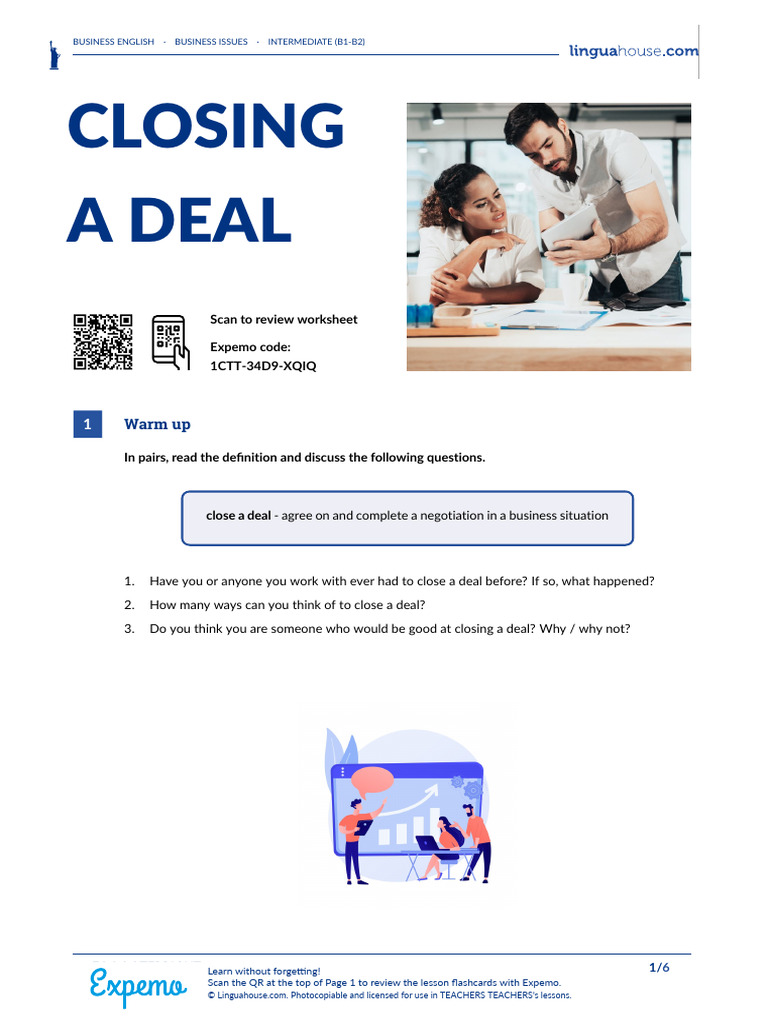 Closing A Deal American English Teacher | PDF | Vocabulary | Bargaining