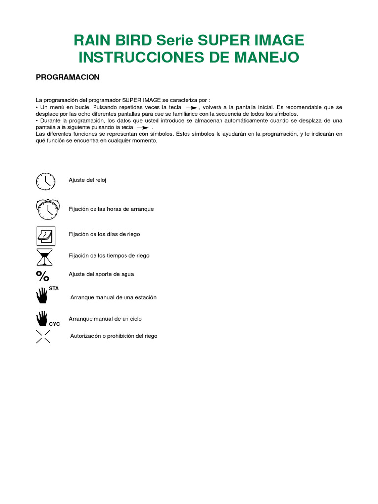 Programador Riego Rainbird | PDF | Arranque | Riego