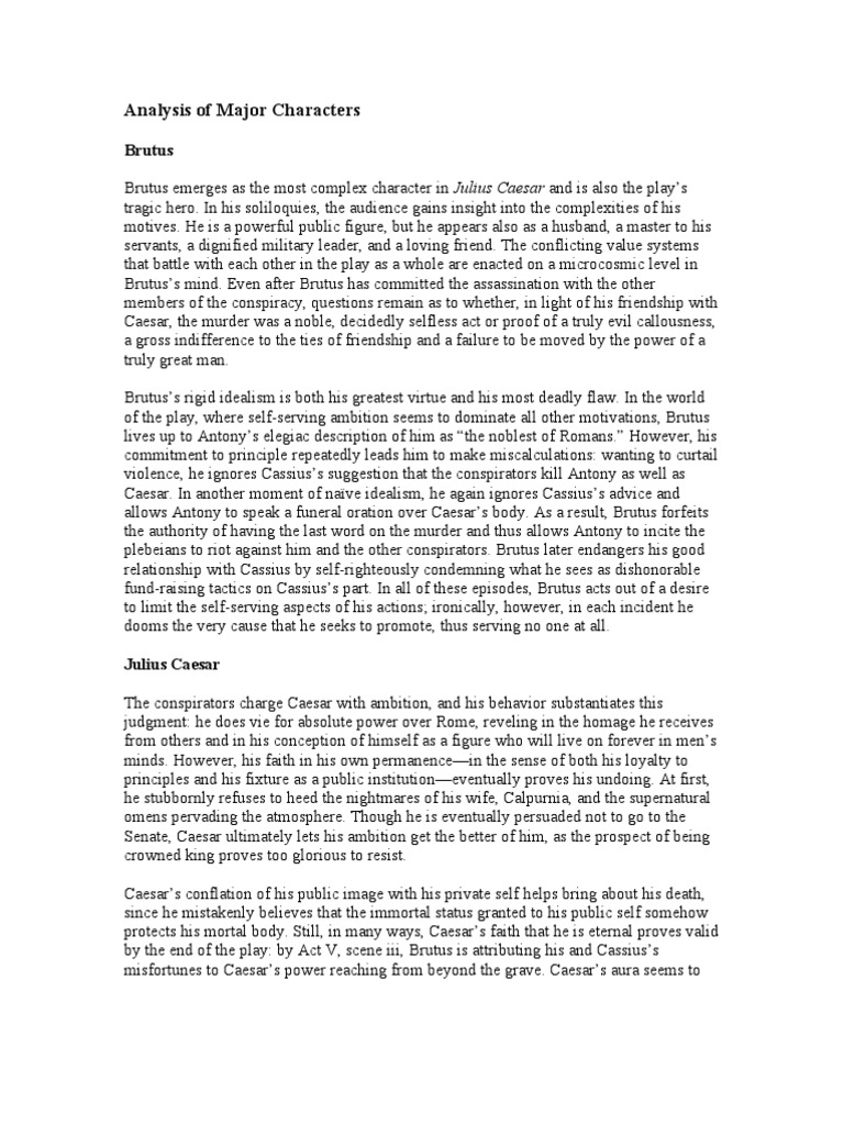 Analysis of Major Characters | PDF | Marcus Junius Brutus The Younger ...