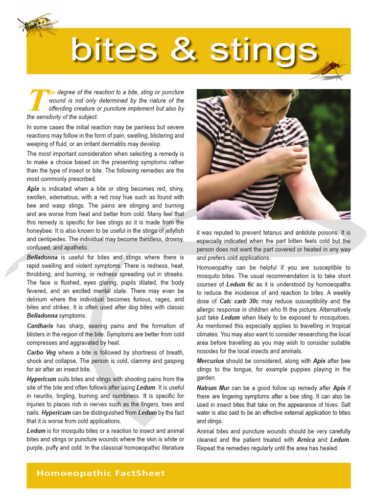 Bite and Sting Fact Sheet | PDF | Diseases And Disorders | Clinical ...