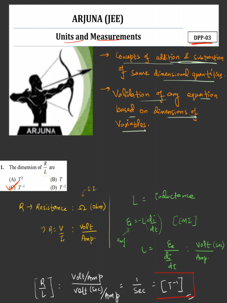 Introduction of Physical Units and Dimensions _ DPP 03 Solution Notes | PDF