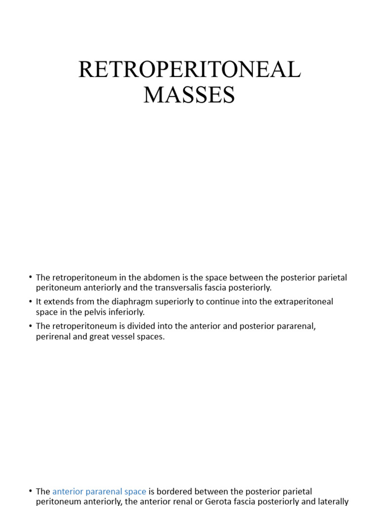 Retroperitoneal Masses | PDF | Peritoneum | Abdomen