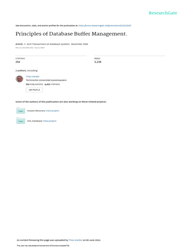 Principles_of_Database_Buffer_Management | PDF | Databases | Cache (Computing)