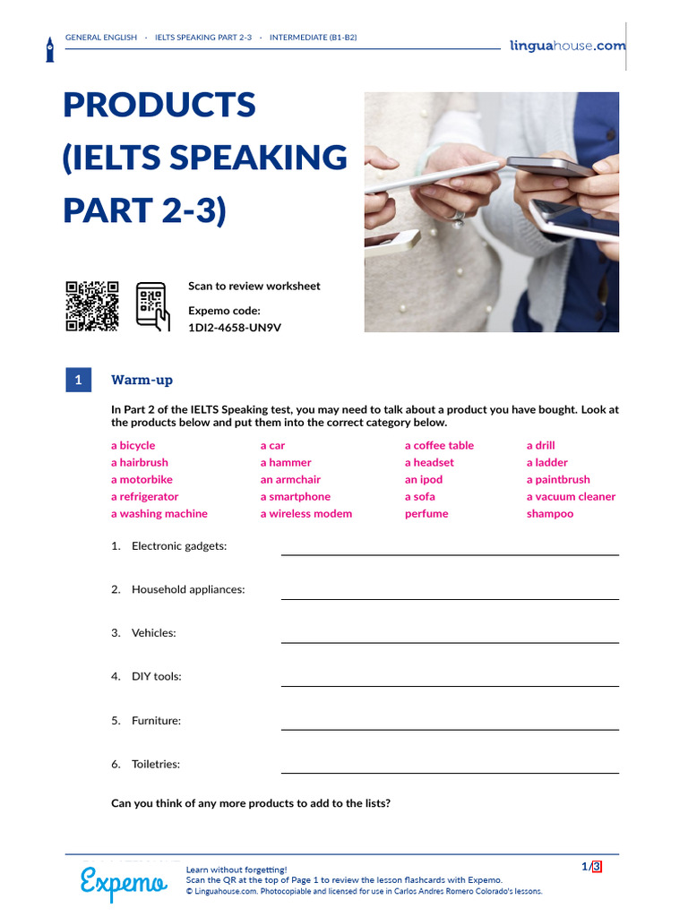 Products Ielts Speaking Part 2 3 British English Student | PDF | Games ...