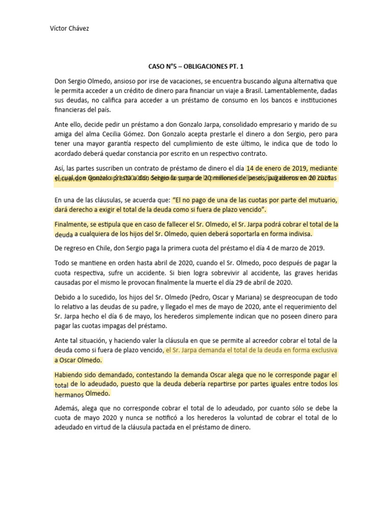 Caso N°5 - Obligaciones 1 | PDF | Propiedad | Deuda