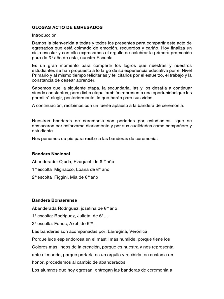 2023 Glosas Acto Egresados | PDF