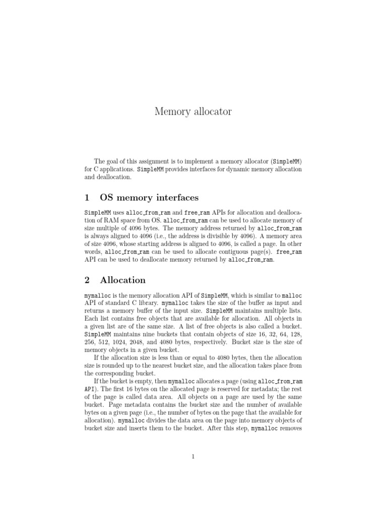 Memory allocator | Download Free PDF | Metadata | Computer Data Storage