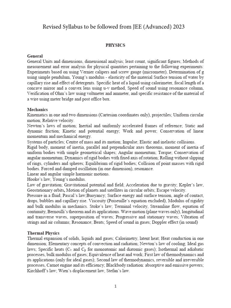 JEE Advanced Physics Syllabus | PDF | Electromagnetic Radiation | Momentum