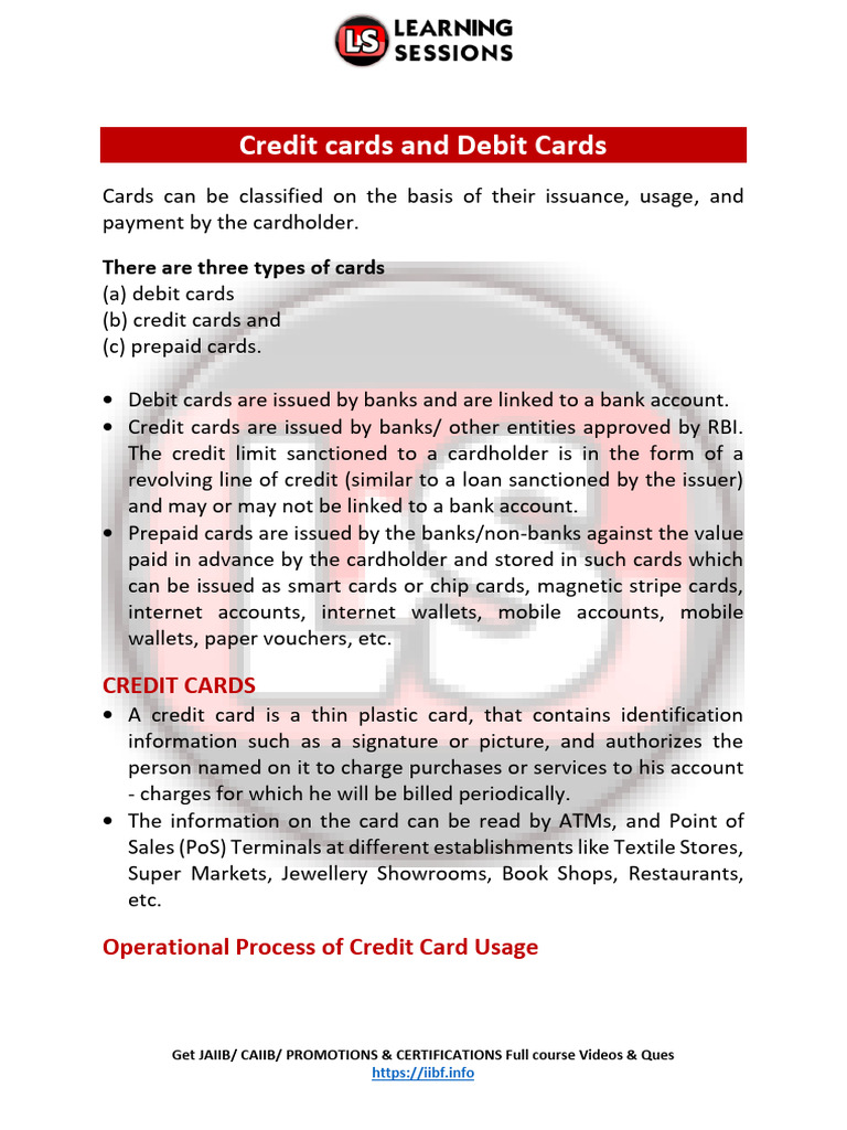 Credit Card Types and Usage Explained | PDF | Credit Card | Debit Card
