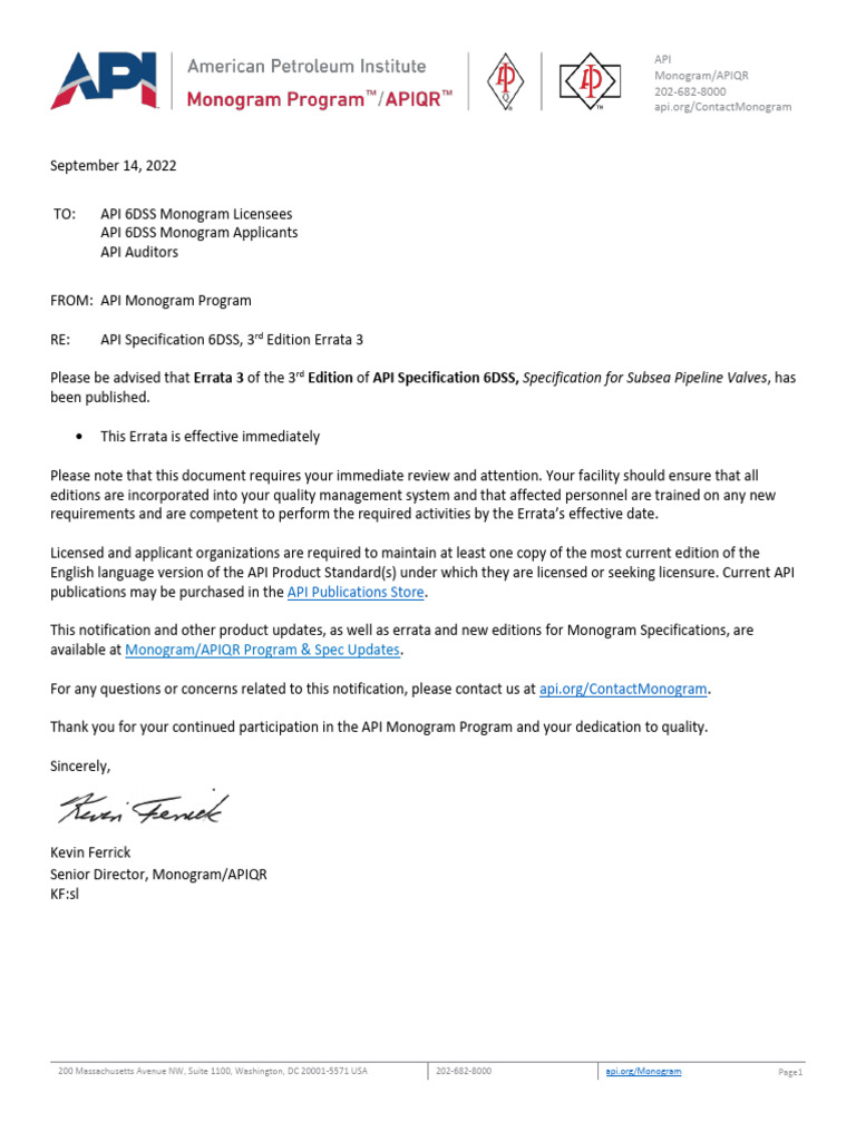 API Specification 6DSS 3rd Edition Errata 3 Update 20220914 | PDF ...