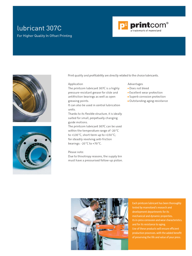 Printcom Lubricant 307C TDS Us | PDF | Lubricant | Materials