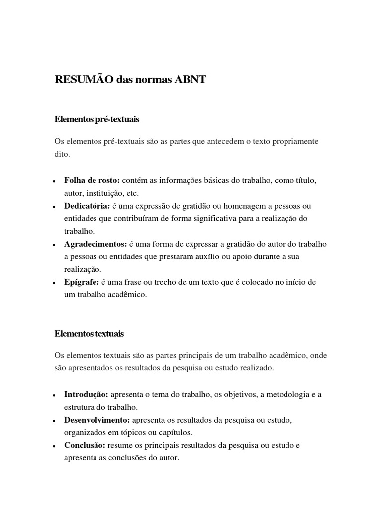 Resumão Das Normas Abnt | PDF | Citação | Abstract (resumo)