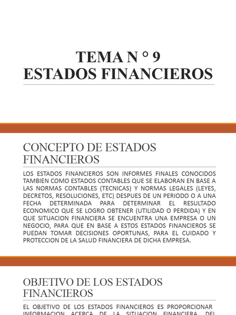 TEMA N ° 9 ESTADOS FINANCIEROS | PDF | Estado financiero | Business
