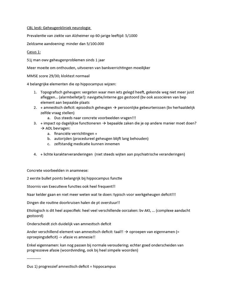 CBL Les 4 Geheugenklachten | PDF