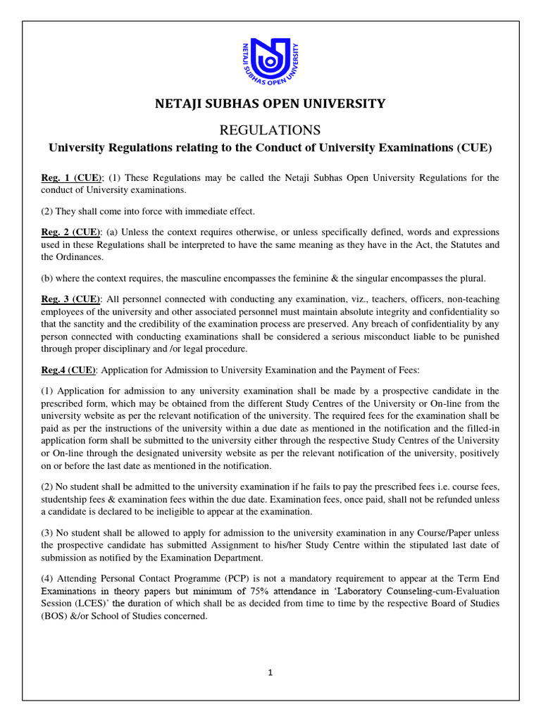 EXAMINATION REGULATION Final | PDF | Career & Growth | Finance & Money ...