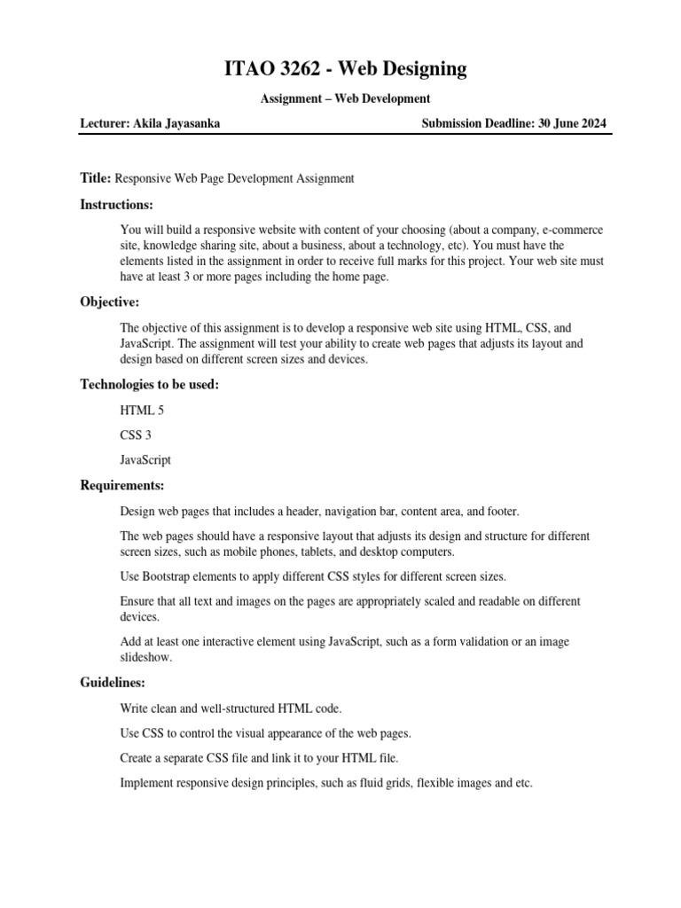 ITAO 3262 - Assignment 2024 | PDF | World Wide Web | Internet & Web