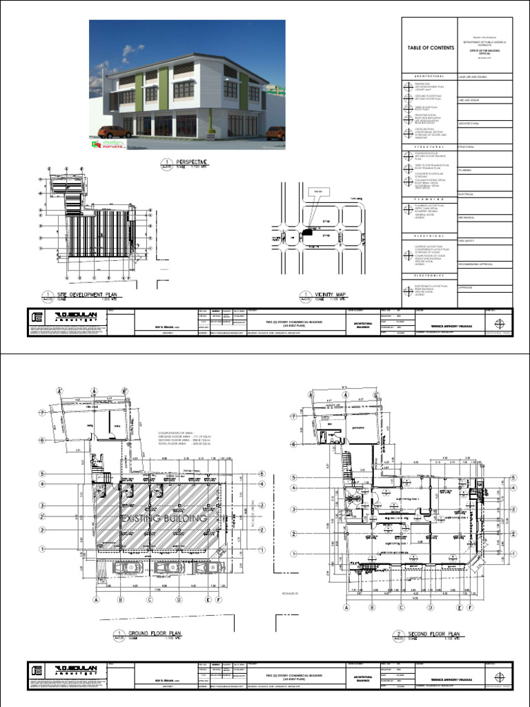 As-Built Plan: Two-Storey Building | PDF | Building Technology | Civil ...