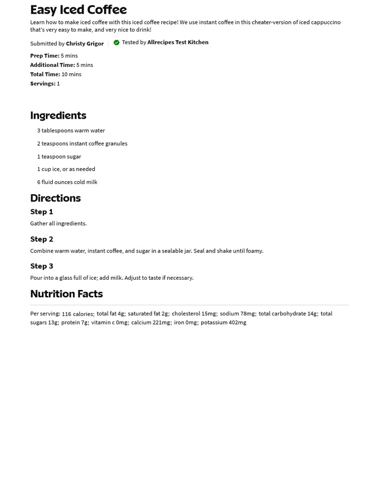 Recipe 21667 Easy-Iced-Coffee Print | PDF | Wellness | Lifestyle