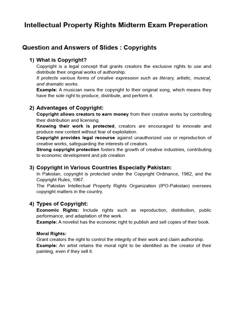 IPR Copyright Notes | PDF | Copyright | Copyright Infringement
