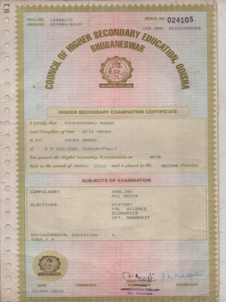 Krupa +2 Certificate | PDF