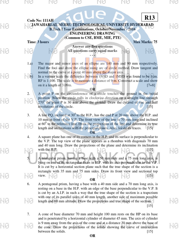 Jntuh Oct Nov 2016 Engineering Drawing | PDF | Rectangle | Euclidean ...
