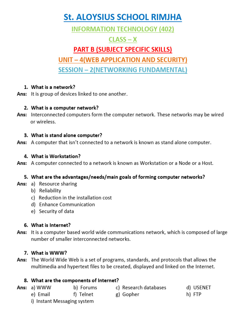 Part B Unit - 4 Session - 2 | PDF | Computer Network | Internet Access