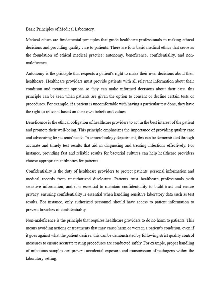 Basic Principles of Medical Laboratory | Download Free PDF | Medical ...