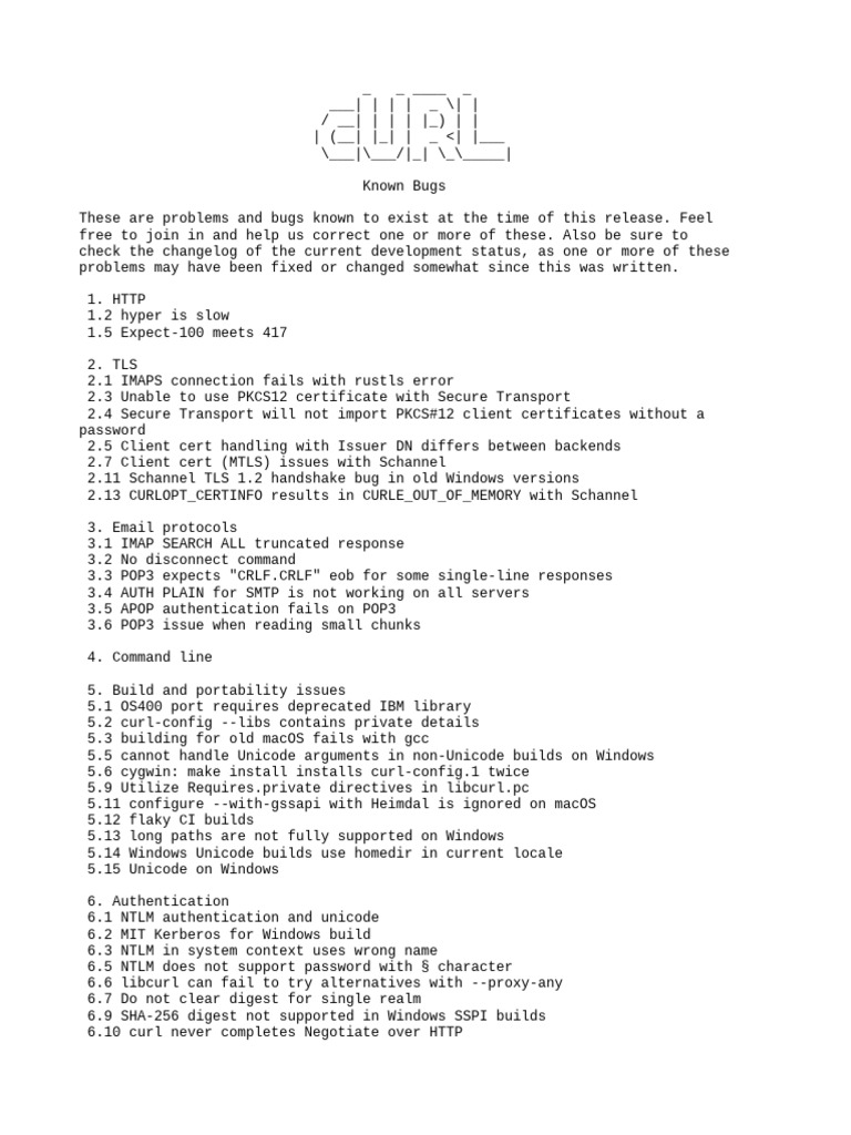 Known Bugs | PDF
