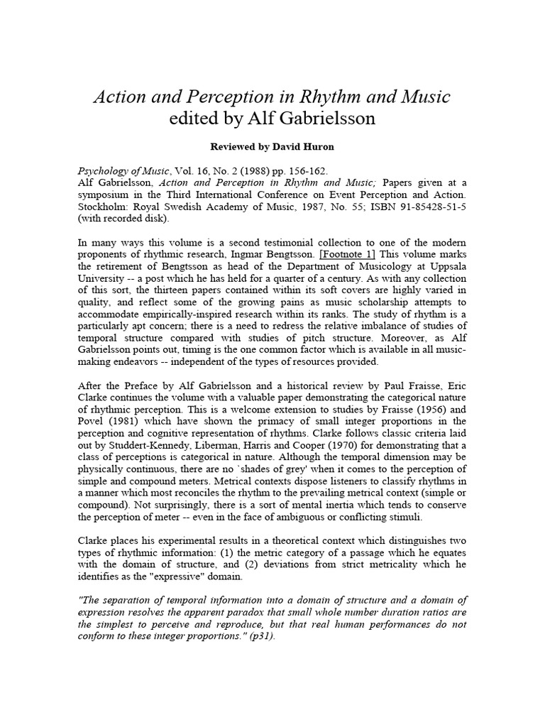 Rhythmand Music | PDF | Perception | Rhythm