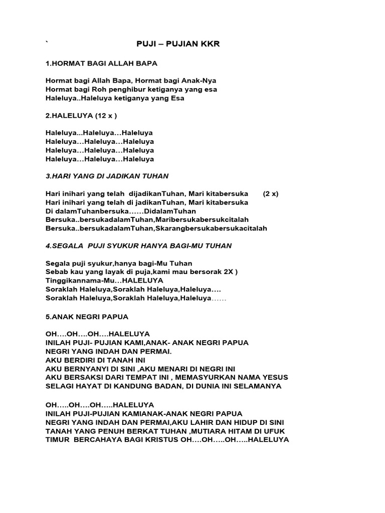 PUJI-pujian KKR | PDF