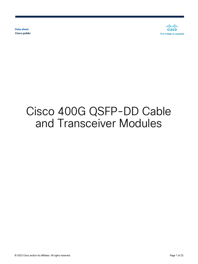 Cisco 400G QSFP-DD Cable and Transceiver Modules Data Sheet | PDF | Telecommunications ...