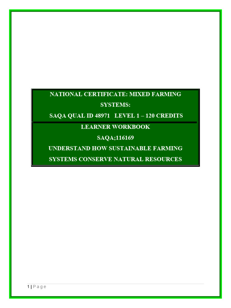 SAQA - 116169 - Learner Workbook | PDF | Agriculture | Invasive Species