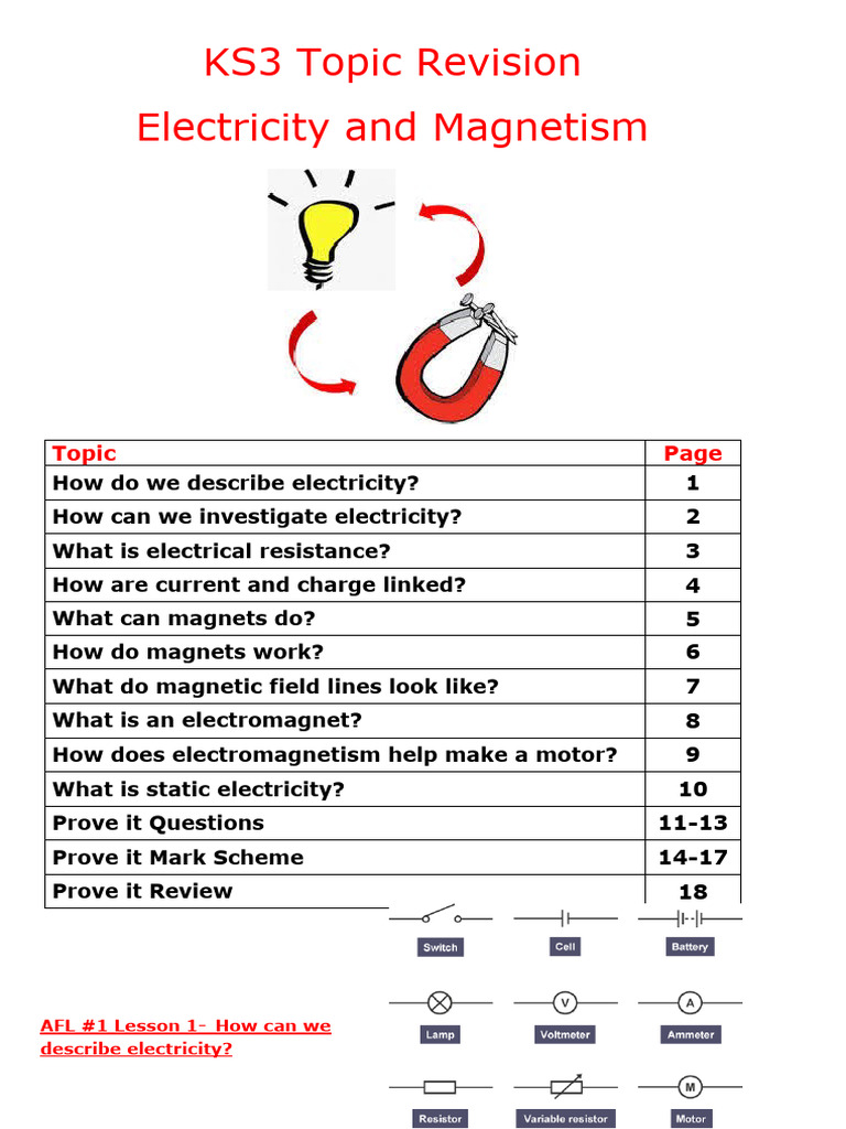 KS3 Topic Revision Electricity and Magnetism | PDF | Voltage | Series ...