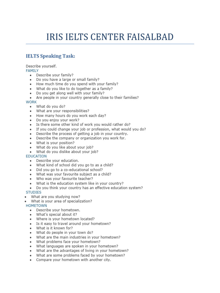 IELTS speaking Questions | PDF | Wedding | Bride