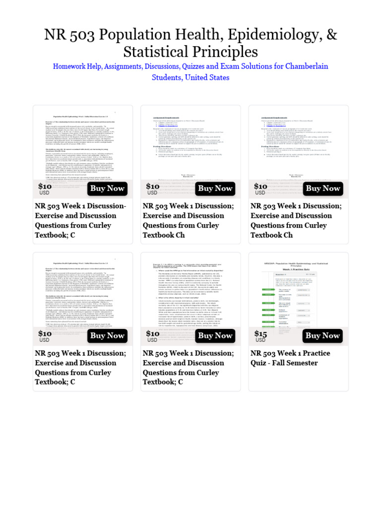 NR 503 Population Health, Epidemiology, & Statistical Principles | PDF | Chronic Condition ...