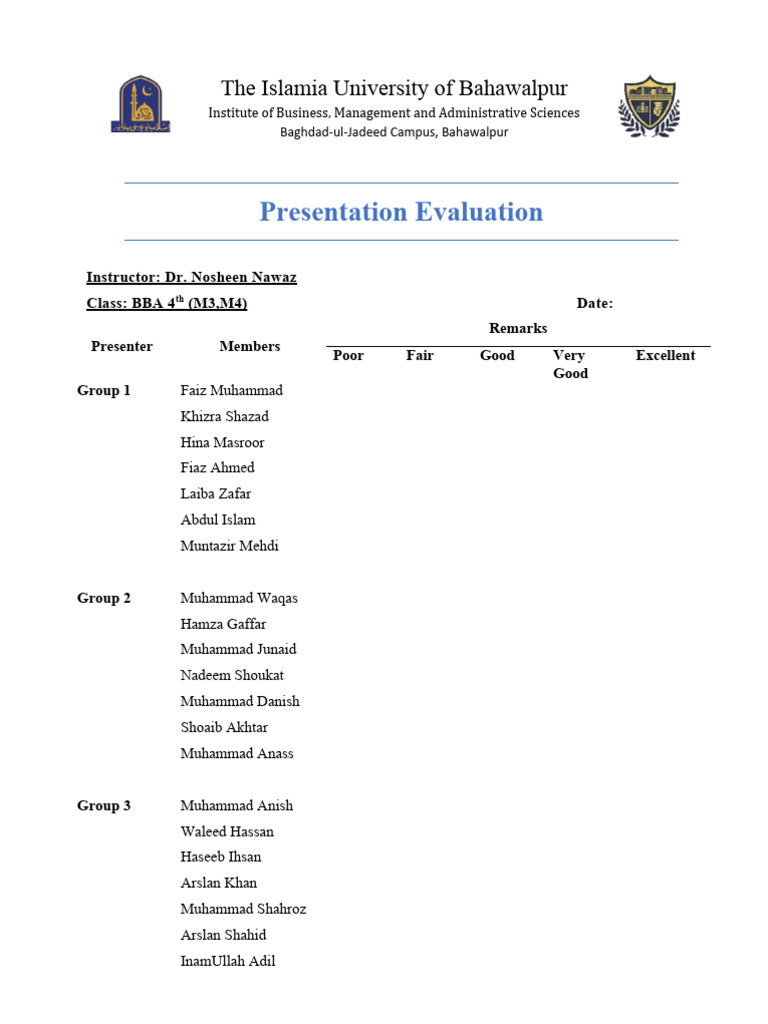 Evaluation Sheet | PDF