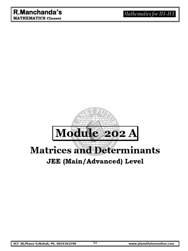 Matrices and Determinants-Advanced 2023 Final DPP1 | PDF | Matrix ...
