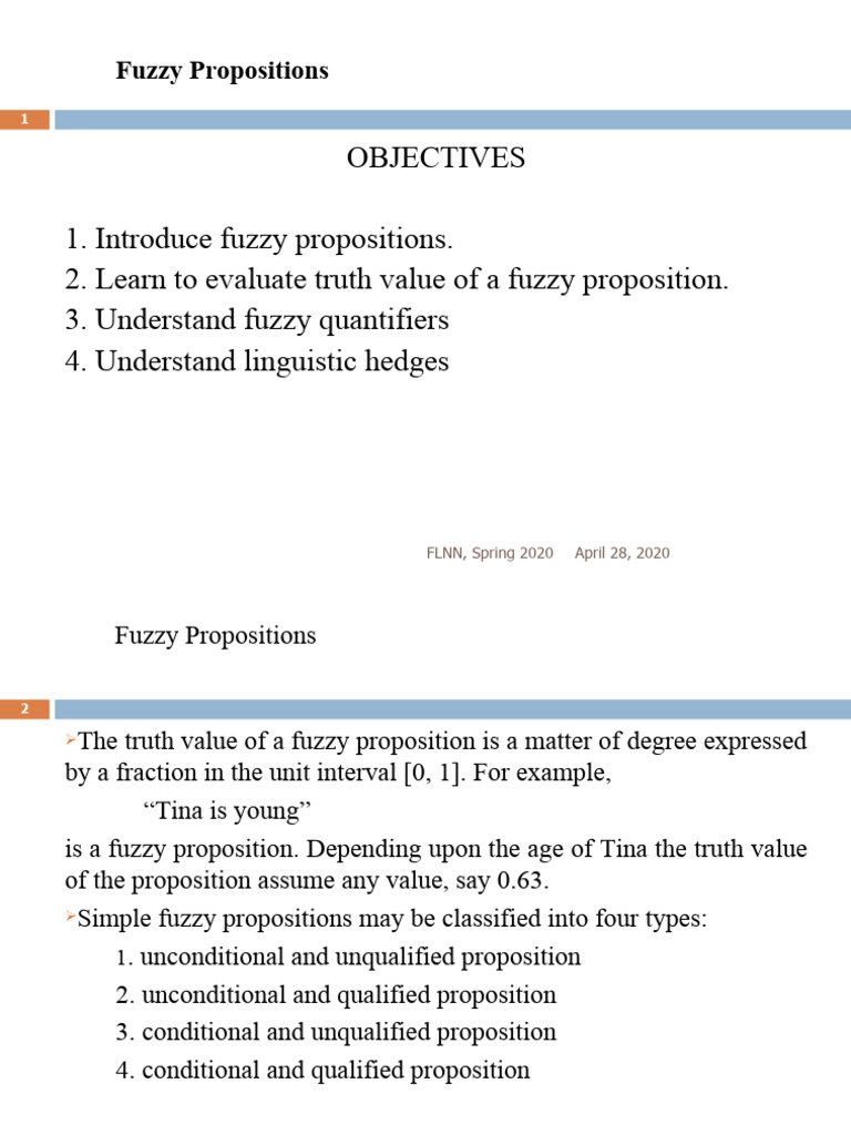 Lecture 5 - FLNN - FuzzyLogic - Part2 | PDF | Fuzzy Logic | Proposition